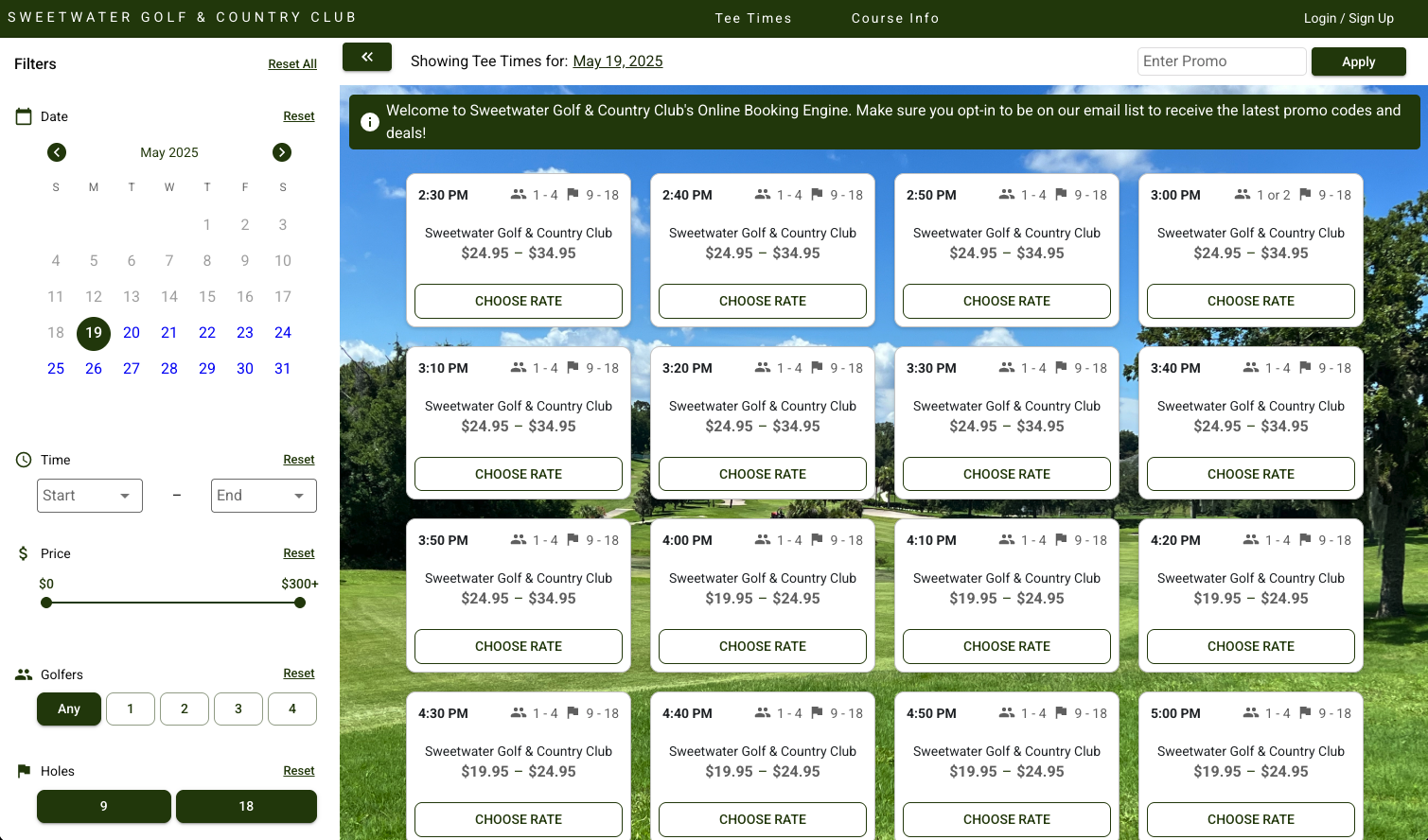Tee Times – Sweetwater Golf and Country Club